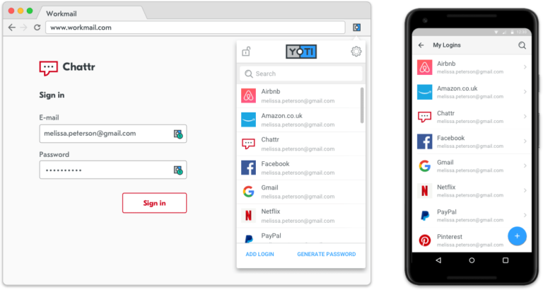 Passwords securely encrypted in your Yoti ID • Yoti